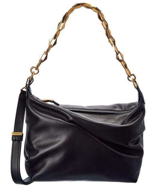 Jimmy Choo Diamond Soft Small Leather Hobo Bag In Black Lyst