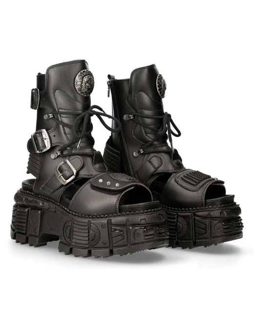 New Rock Bios107-V1 Vegan Leather Sandals in Black | Lyst