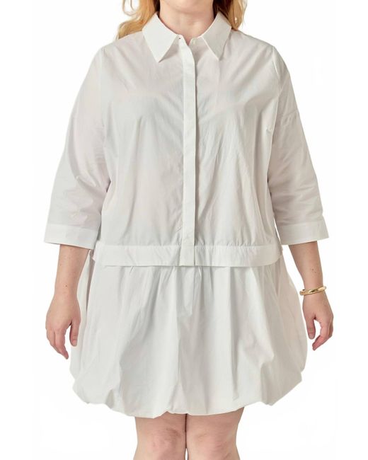 English Factory Bubble Hem Shirt Dress in Gray | Lyst