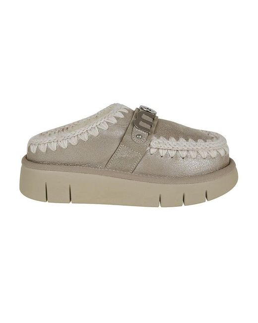 Mou Slip-On Mule Ankle Boots With Plush Lining in Gray | Lyst
