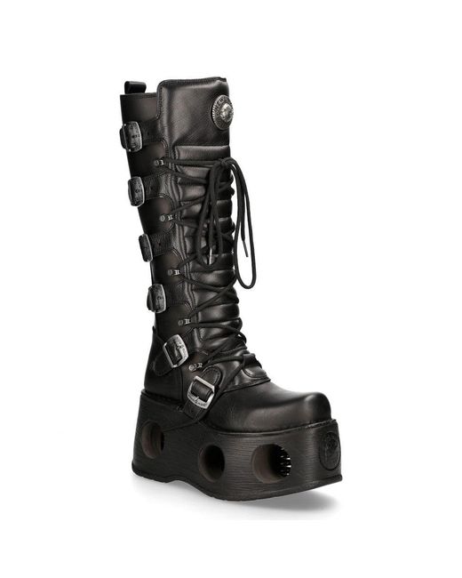 New Rock M-272-S2 Neptuno Metallic Knee High Leather Gothic Boots in ...