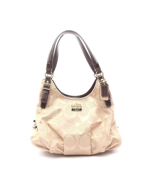 COACH Signature Canvas Leather Tote Bag in Natural | Lyst