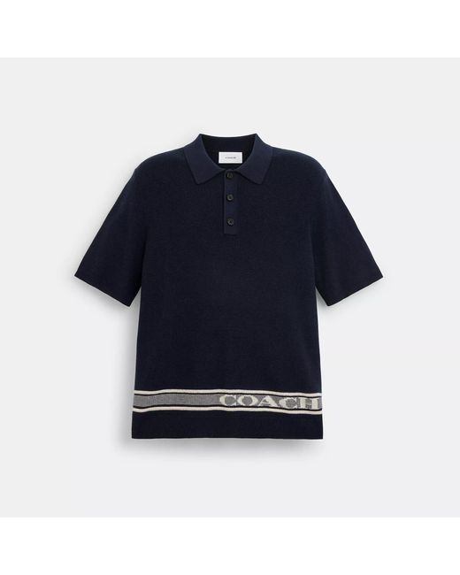 COACH Knit Polo in Blue for Men | Lyst