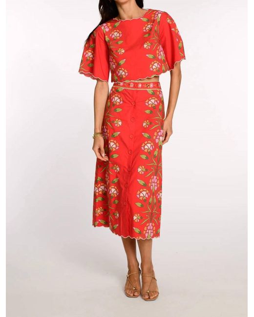 Elizabeth James The Label Paloma Top-Indian Flower in Red | Lyst