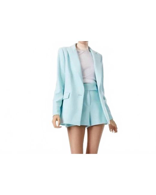 Alice + Olivia Justine Roll Cuff Blazer in Blue | Lyst