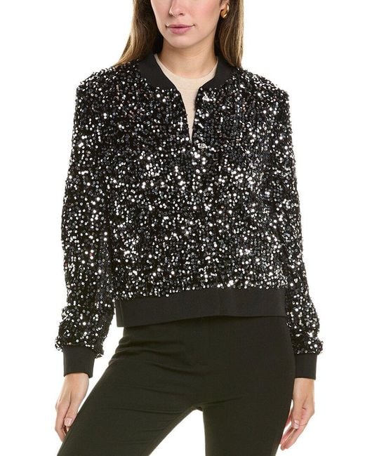 Nanette Lepore Velvet Sequin Bomber Jacket in Black | Lyst