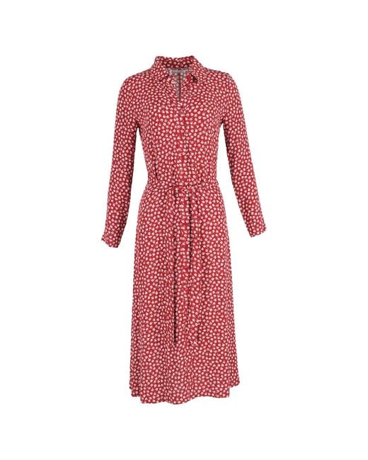 Reformation Floral Print Tie Waist Shirt Dress in Red | Lyst