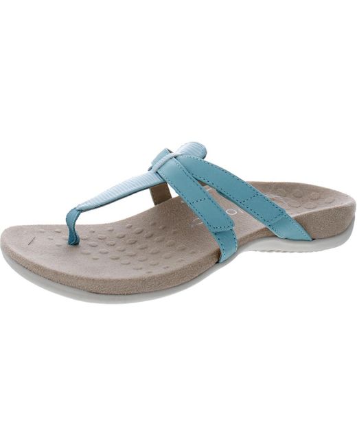 Vionic Karley Leather Thong Slide Sandals in Blue | Lyst