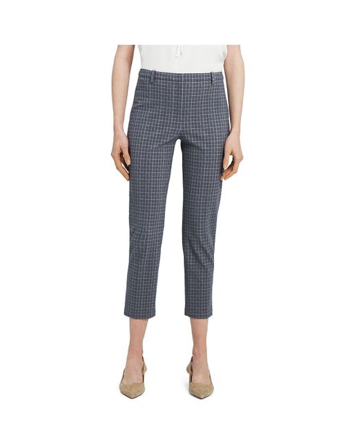 Theory Slim Grid Print Dress Pants in Blue | Lyst