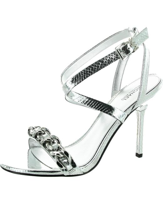 MICHAEL Michael Kors Asha Chain Metallic Heels | Lyst