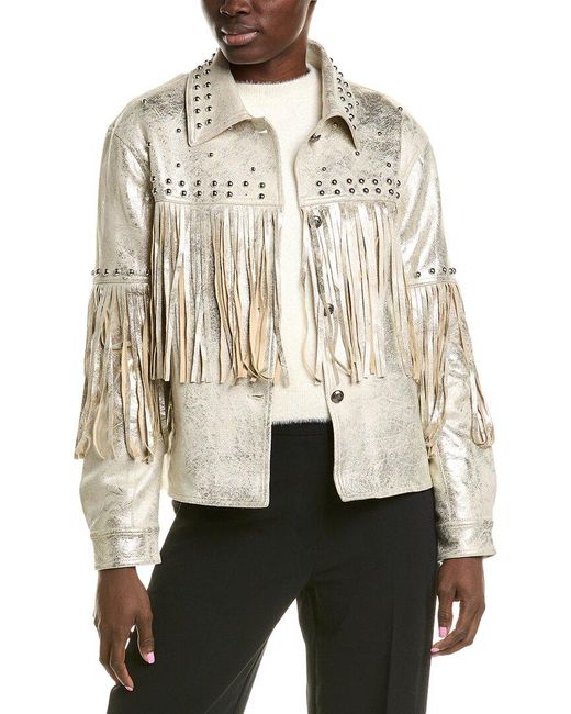Beulah London Fringe Jacket in Natural | Lyst