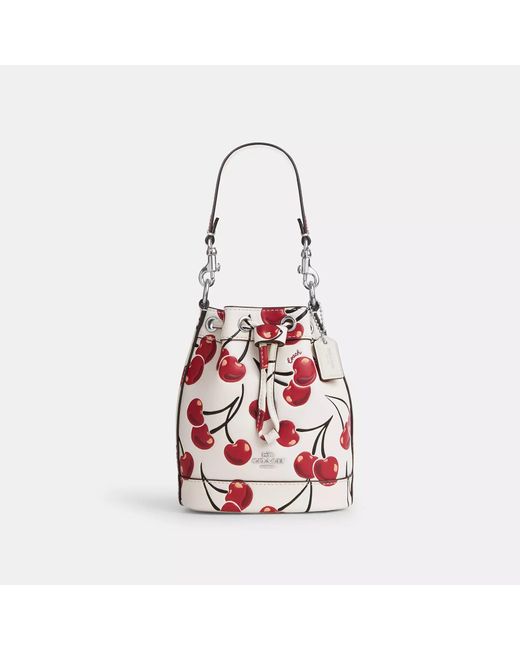 COACH Mini Bucket Bag With Cherry Print in Red | Lyst