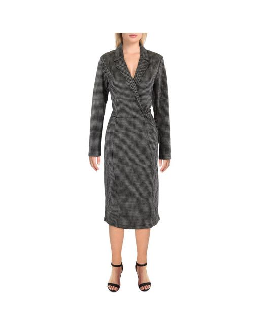 Max Studio Plaid Midi Midi Dress in Black | Lyst