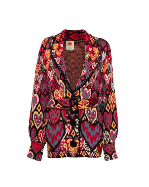 FARM Rio Knit Blazer, Hearts Ikat in Red | Lyst