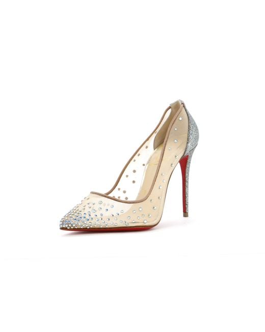 Christian Louboutin Follies Strass Pumps Crystal Embellished Mesh 100 ...