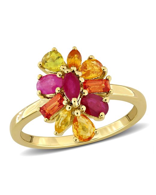 Mimi & Max Multi-Shape Gemstone Floral Ring Sterling in Metallic | Lyst