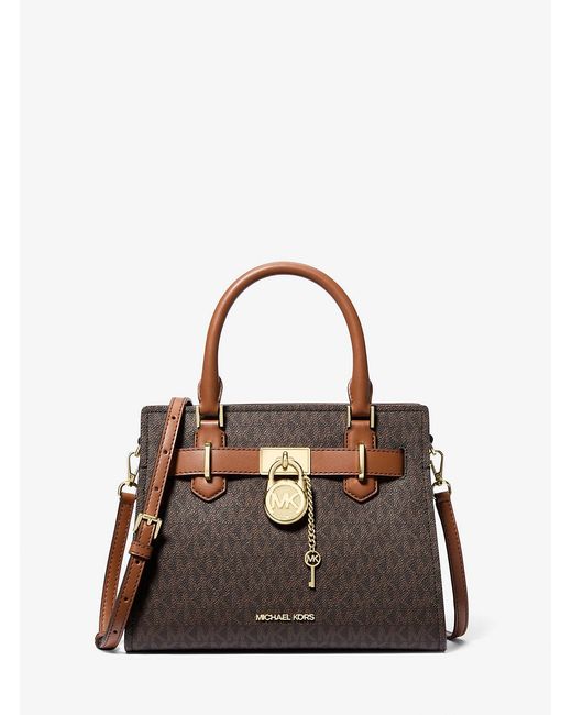 Michael Kors Outlet Hamilton Small Logo Satchel in Brown | Lyst