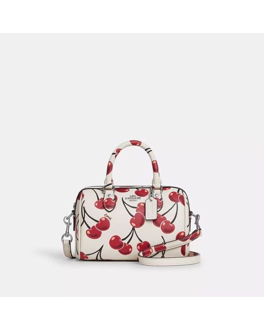 COACH Mini Rowan Crossbody Bag With Cherry Print in Pink | Lyst
