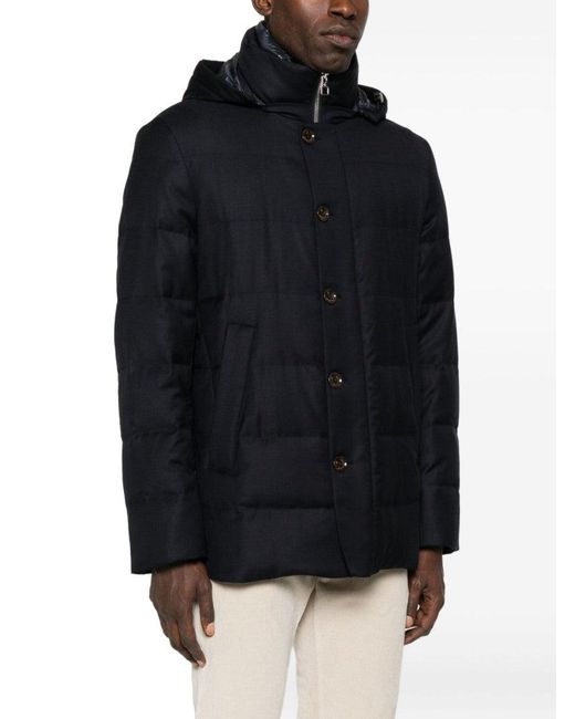 Montecore Long Hooded Padded Coat With Quilted Structure in Blue for ...