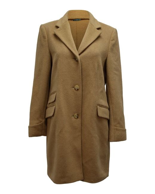 Ralph Lauren Timeless Wool Long Camel Coat in Natural | Lyst