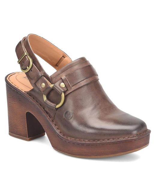 Born Hudson Leather Slingback Clogs in Brown | Lyst