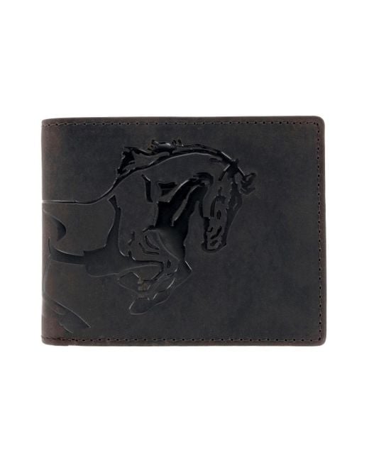 American Bison Leather Horse Embossed Bifold Wallet in Black for Men | Lyst