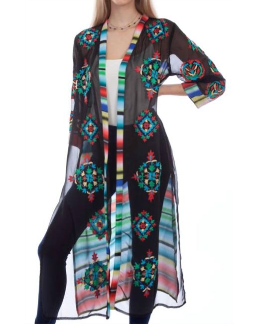 Scully Embroidered Duster in Blue | Lyst