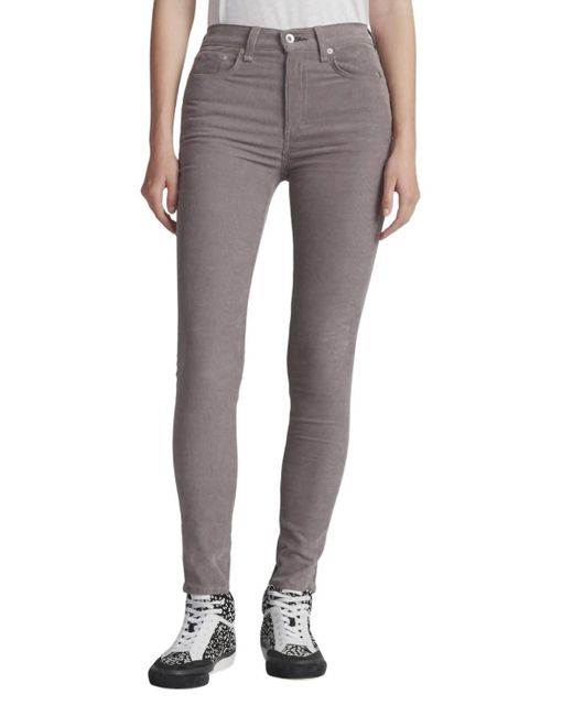 Rag & Bone High Rise Skinny Corduroy Denim Jeans in Gray | Lyst