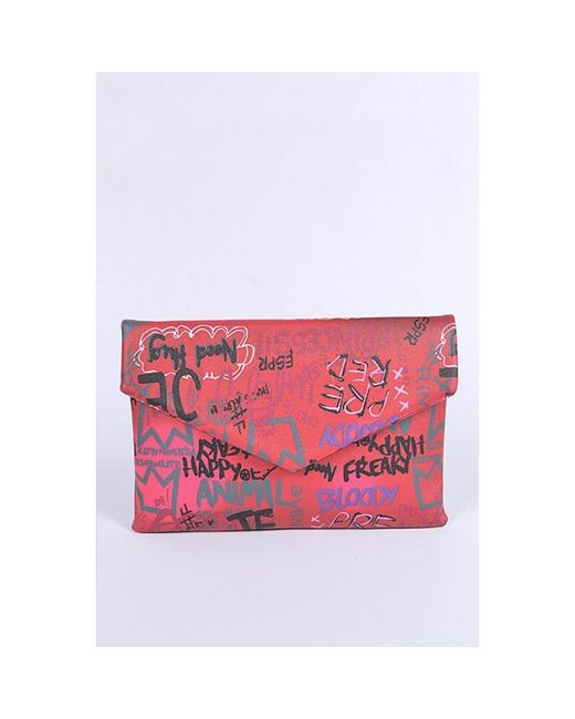 Fashnzfab Graffiti Mix Color Iconic Envelope Clutch Bag in Pink | Lyst