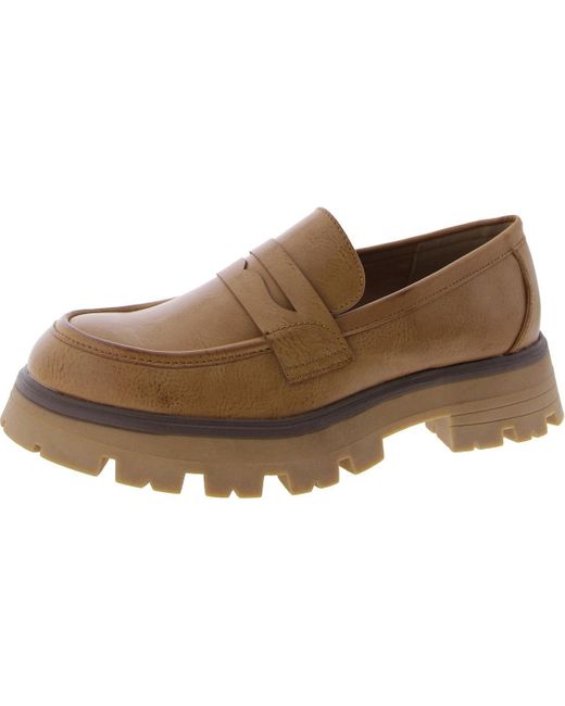 Steve Madden Easy Faux Leather Penny Loafers in Brown | Lyst
