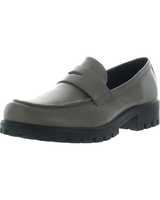 Ecco Modtray Embossed Moc Toe Penny Loafers in Black | Lyst
