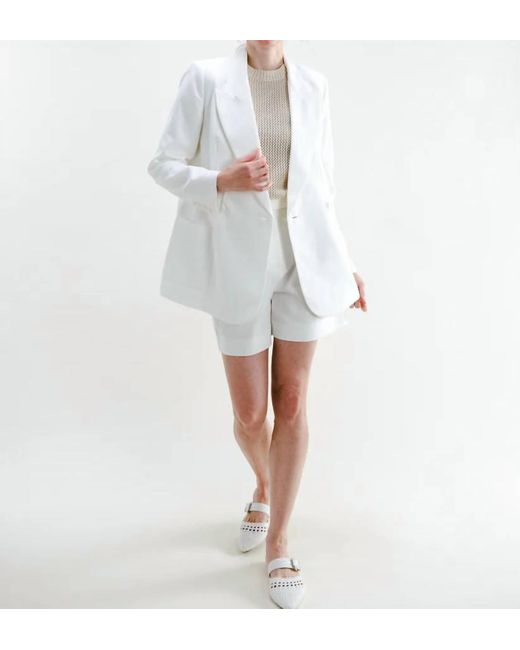 Darling Cotton Linen Double-Breasted Blazer in White | Lyst