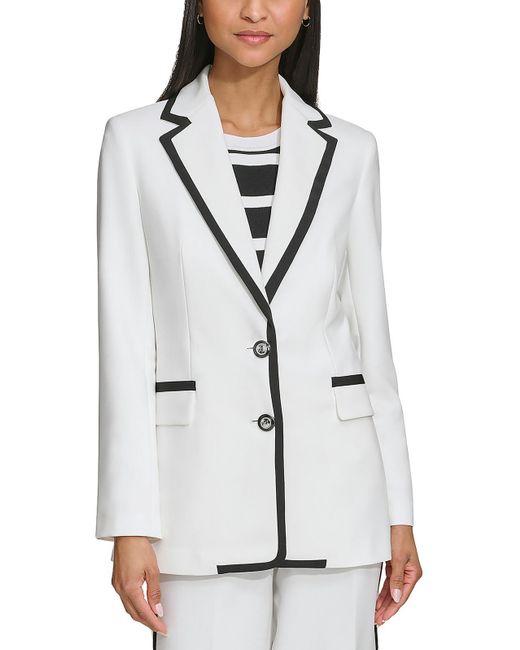 Karl Lagerfeld Contrast Trim Formal Two-Button Blazer in Gray | Lyst