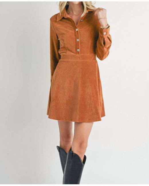 Sadie & Sage Morrison Cord Shirt Mini Dress in Orange | Lyst