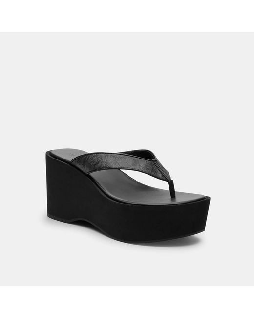 COACH Thong Wedge Sandal in Black | Lyst