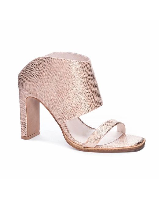 42 GOLD Scaly Metallic Slide With Ankle Cuff in Pink | Lyst