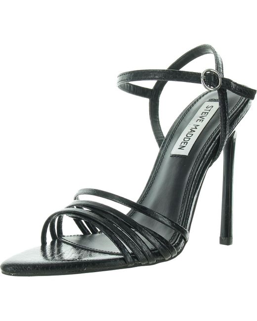 Steve Madden Wendy Snake Print Pointed Toe Strappy Sandals in Black | Lyst