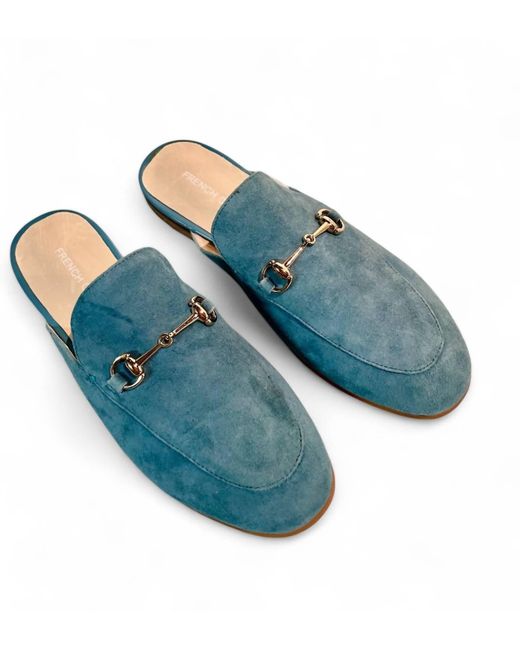 French Curve Suede Mules in Blue | Lyst