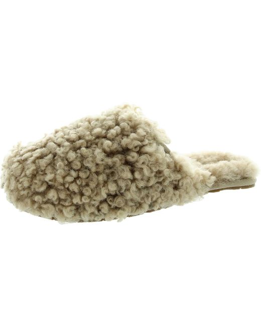 UGG Maxi Curly Textured Shearling Slide Slippers in Natural | Lyst