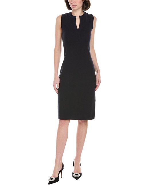 St. John Solid Stretch Knit Mini Dress in Black | Lyst