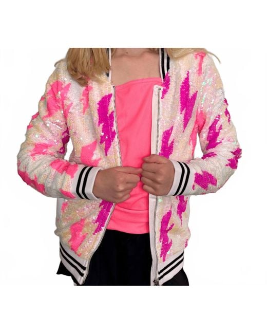 MIA Tween Girl's Sequin Lightning Bolt Jacket in Pink | Lyst