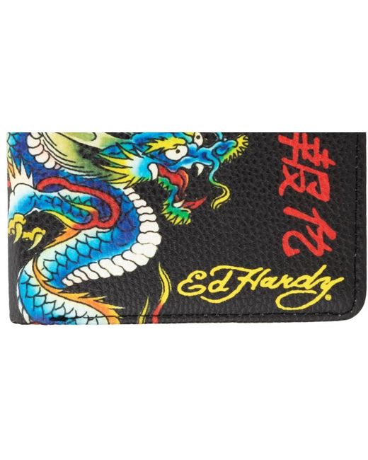 Ed Hardy Dragon Bifold Wallet in Black for Men | Lyst