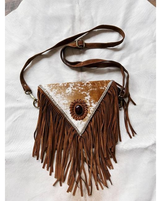 Western Linens Leather W/ Triangle Magnestic Flap Crossbody Bag in ...