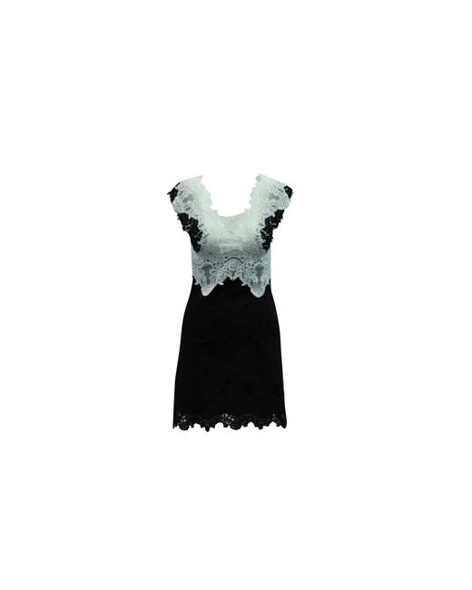 Sandro V Neck Lace Short Dress in Black | Lyst