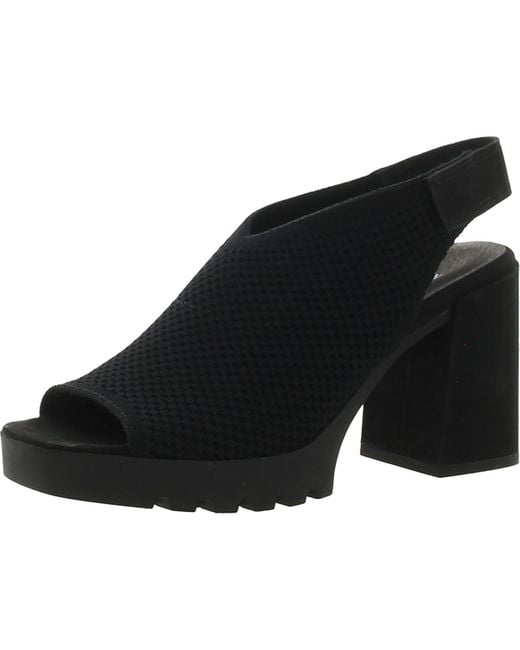 Eileen Fisher Cue Knit Leather Trim Slingback Heels in Black | Lyst