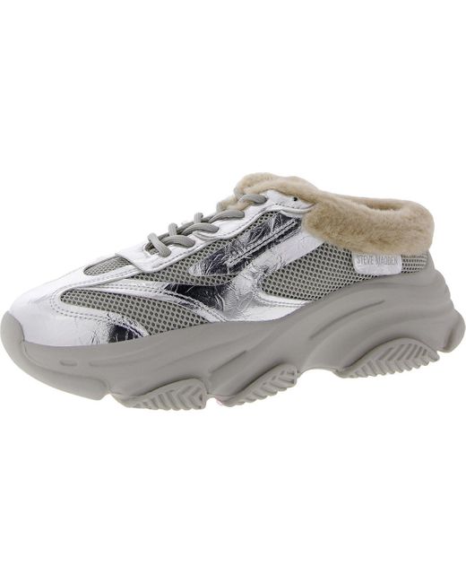 Steve Madden Pheobe Leather Faux Fur Lined Casual And Fashion Sneakers ...