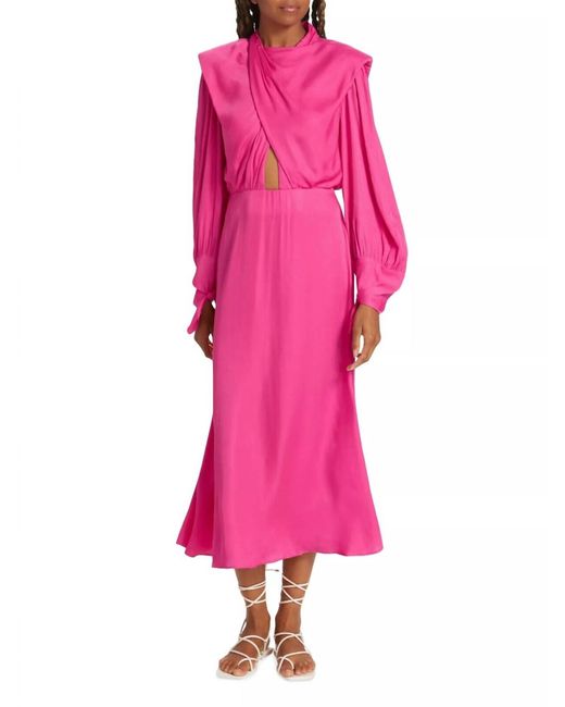 FARM Rio Draped Satin Maxi Dress in Pink | Lyst