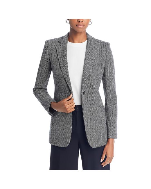 Theory Wool Notch Collar One-Button Blazer in Gray | Lyst