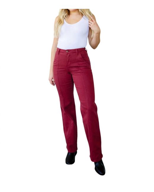 Judy Blue Phoebe Front Seam Jeans in Red | Lyst