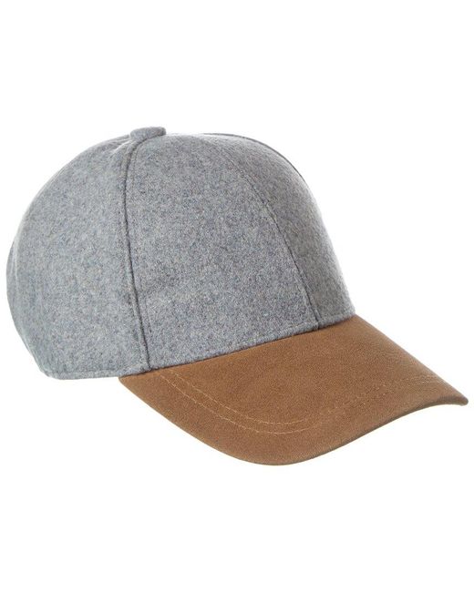 Bruno Magli Leather-trim Wool-blend Baseball Cap in Gray | Lyst